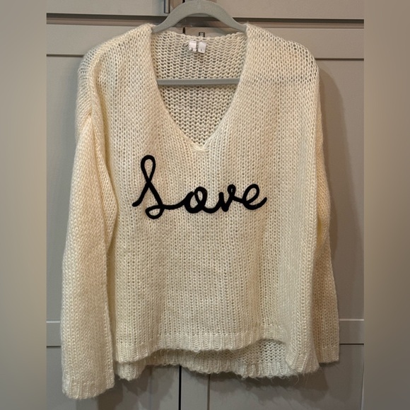 Elan | Sweaters | Elan Cream Love Knit Sweater Size L Like New ...